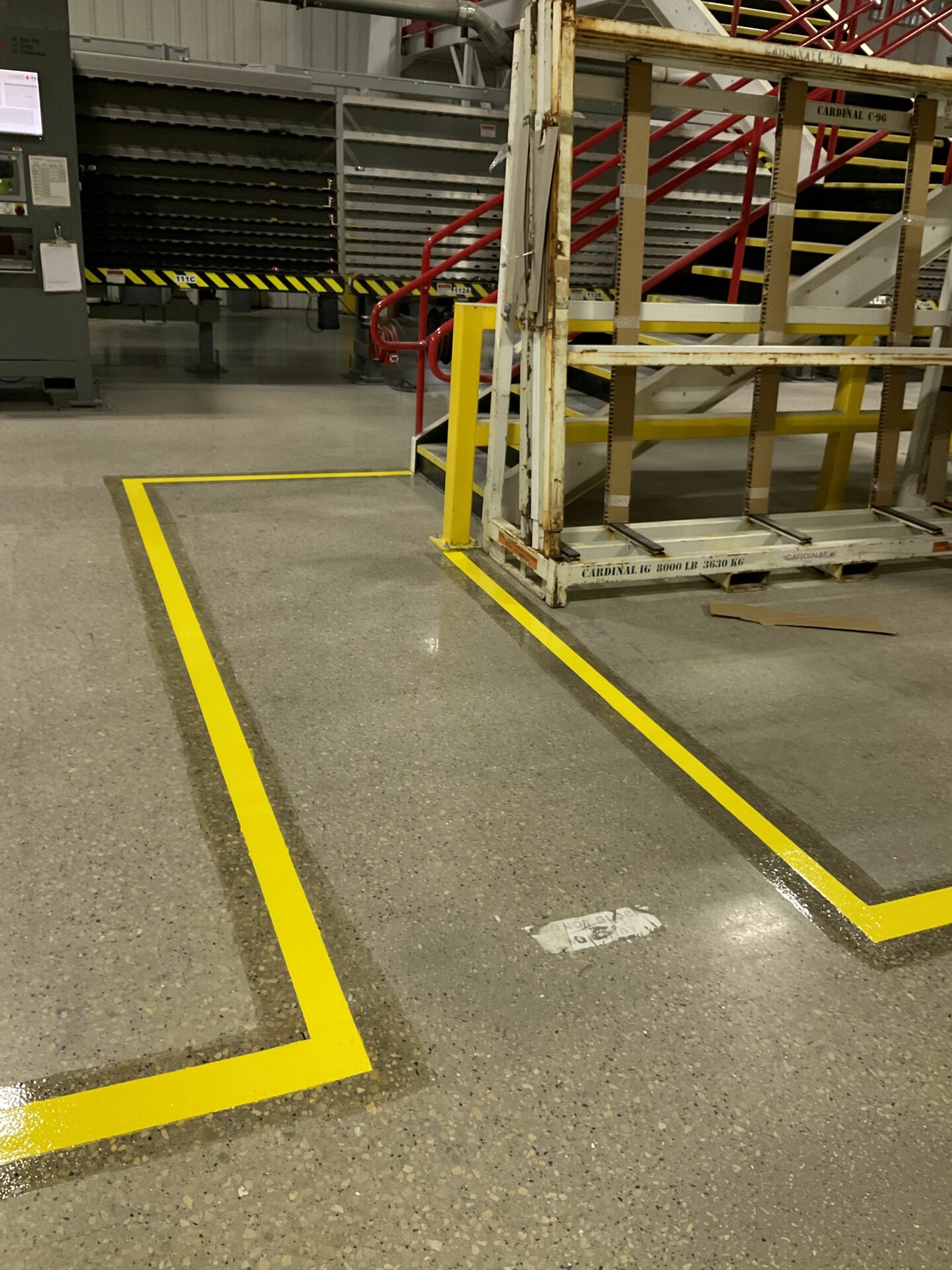Cardinal Glass Industrial Floor Line Striping Project in Tomah, WI